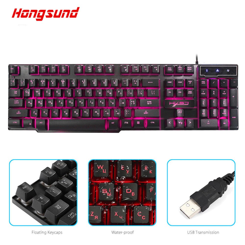 Jual Bebas ongkir Hongsund Russian/English Gaming Keyboard with 3 ...