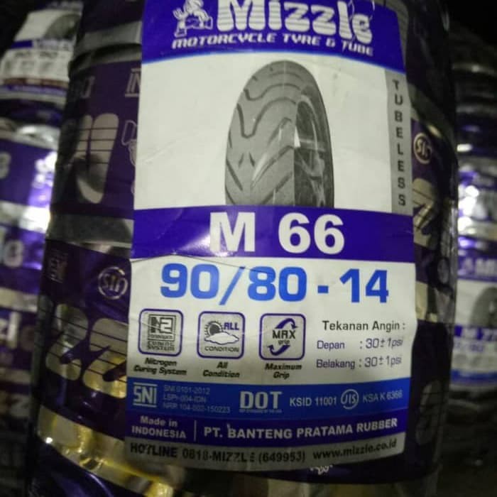 Jual Ban mizzle tubeless 90/80-14 m66 m 66 - m77 m 77 (1 ban) | Shopee ...