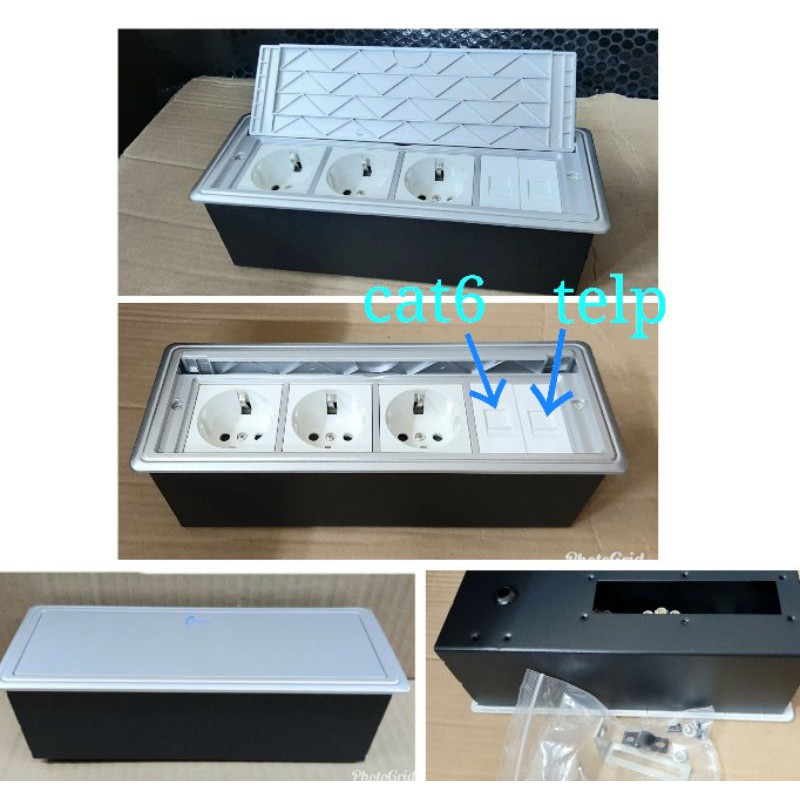 Jual stop kontak meja 3power 1 lan cat6 1 telp | Shopee Indonesia