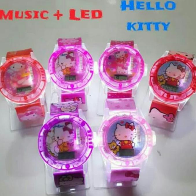 Jual Jam Tangan Anak Hello Kitty /Tayo Lampu LED Laser Proyektor Plus ...