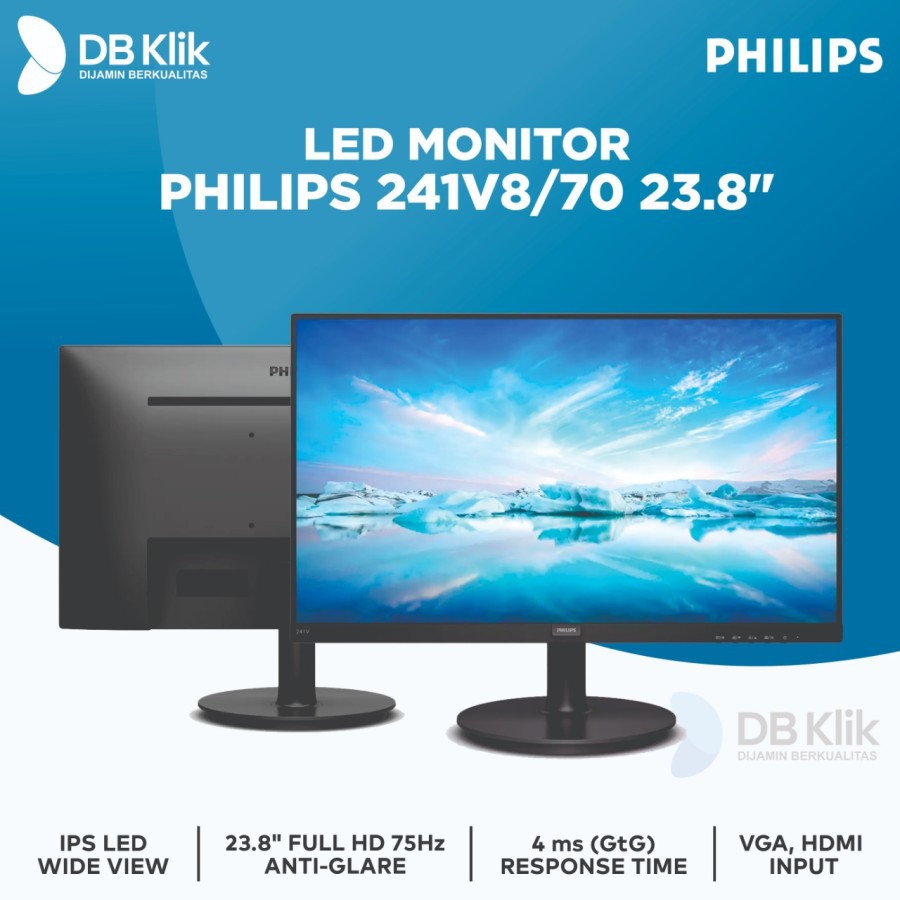 Jual LED Monitor PHILIPS 241V8/70 (23.8 Inch 75Hz Full HD VGA HDMI ...