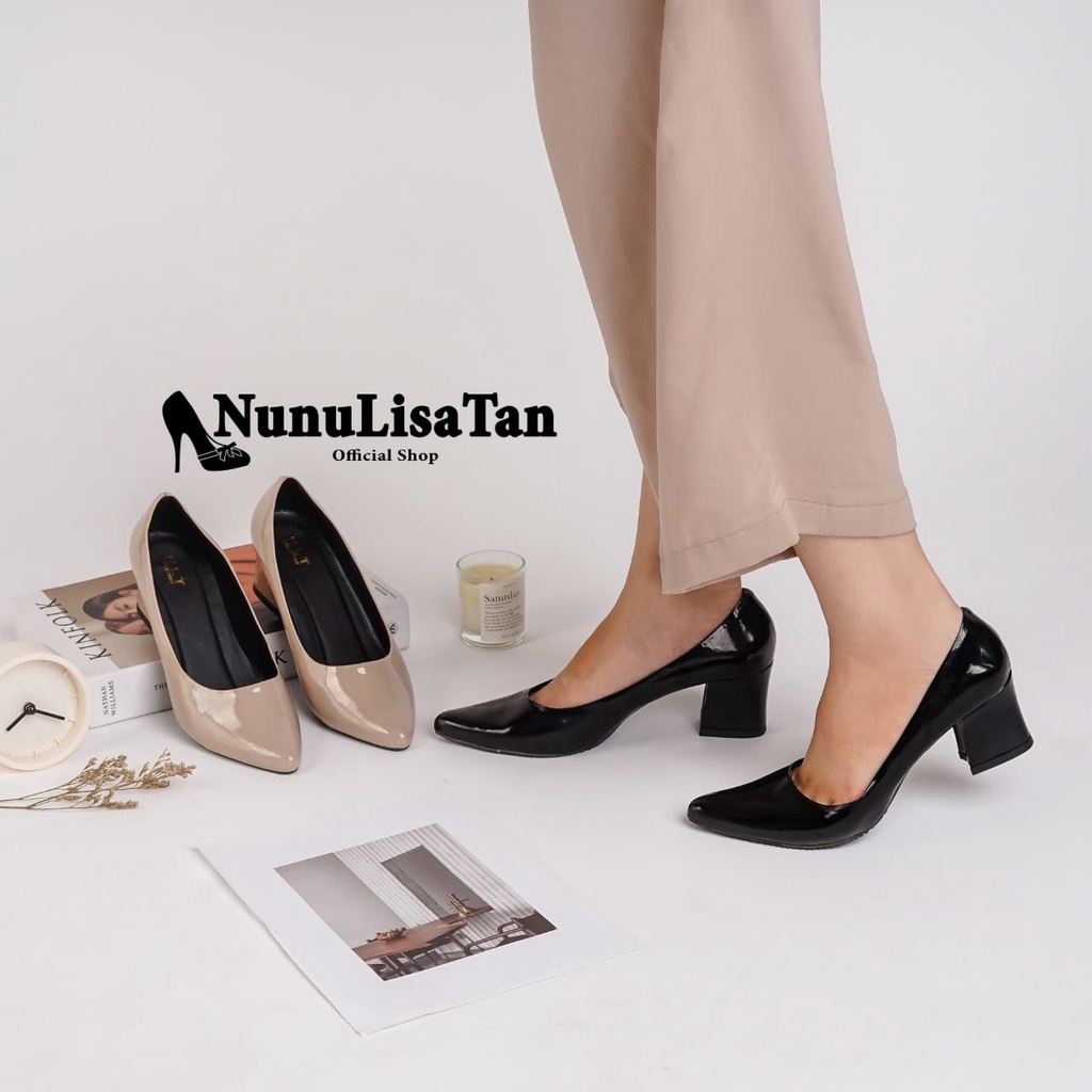 Jual NunuLisaTan - High Heels Pantofel Glossy polos Hak tahu | Shopee ...
