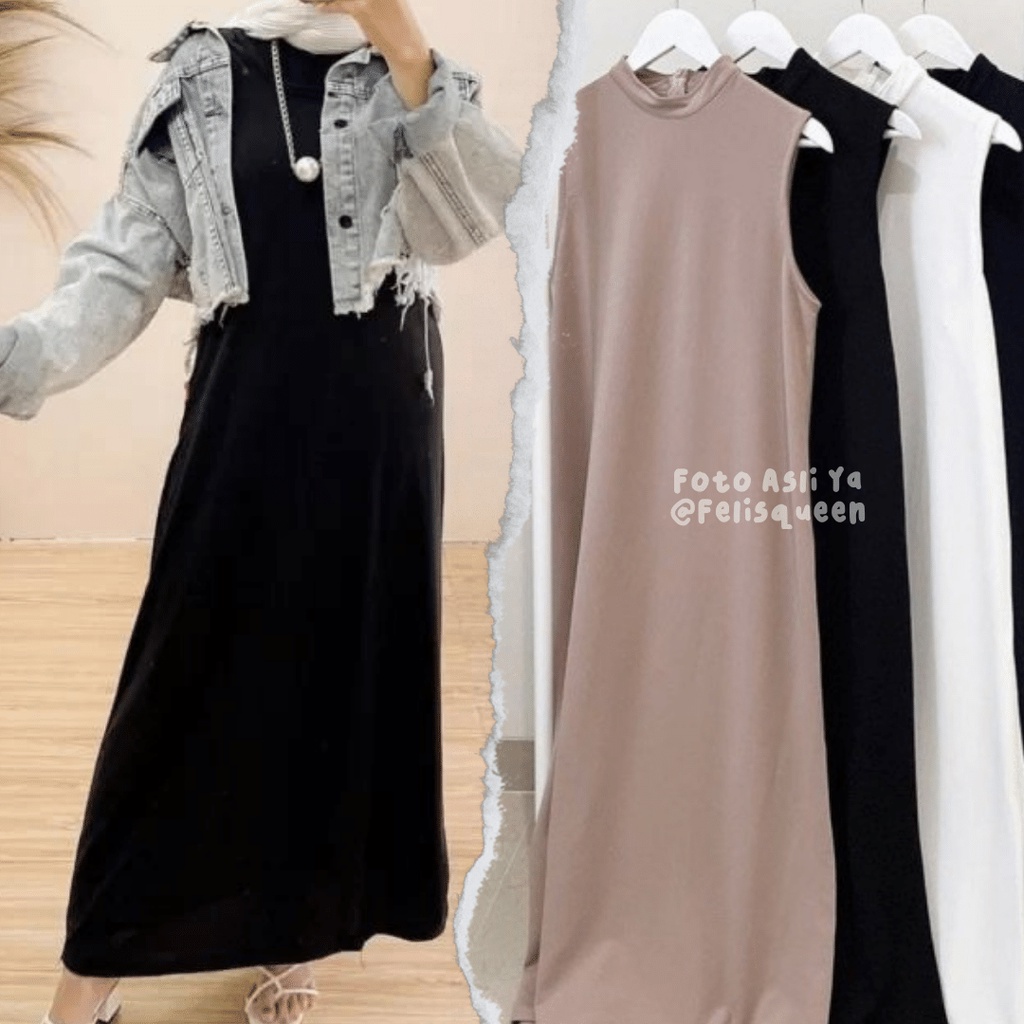 Jual INNER DRESS SLEEVELEES JUMBO XXL /INNER DRES SPAN XXL /INNER DRESS PANJANG TANPA LENGAN ...