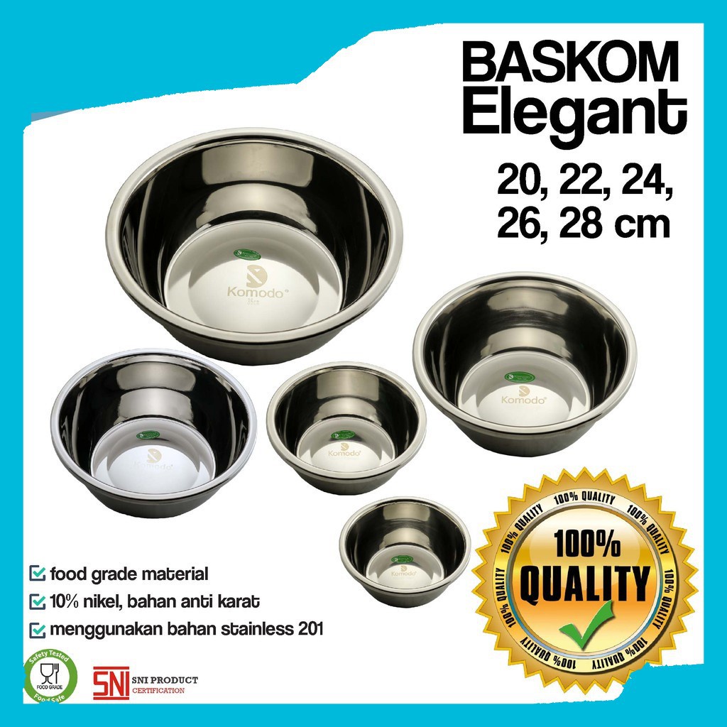 Jual Baskom Komodo Elegant Stainless Steel Ukuran 20 , 22 , 24 , 26 ...
