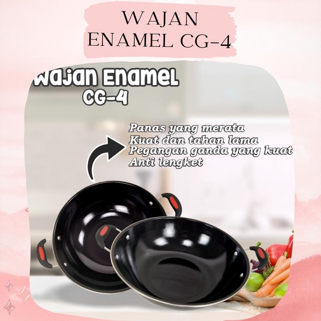 Jual Wajan Enamel Gagang Teflon Panci Teflon Gagang 34 Cm Anti Lengke ...
