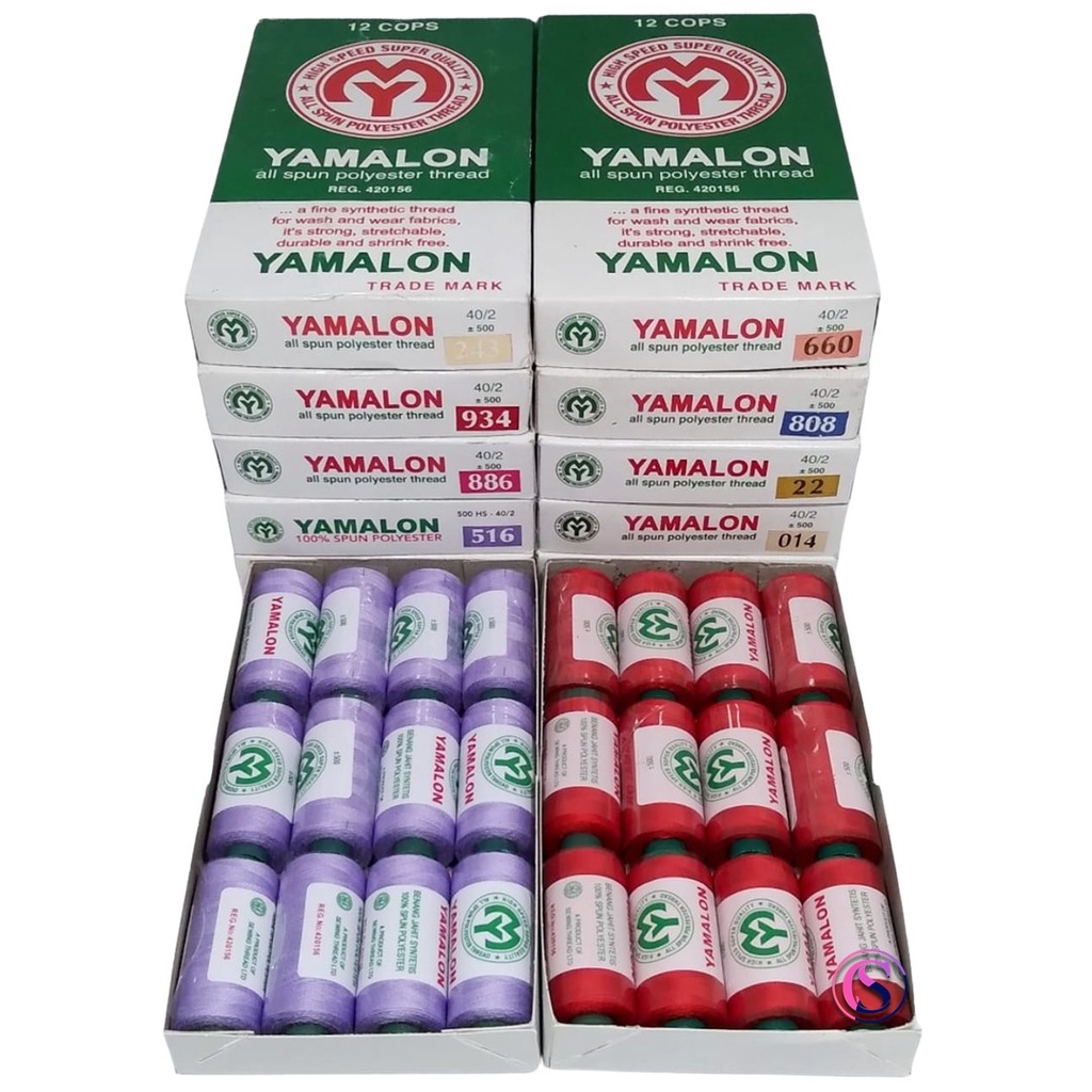 Jual [12 biji] Benang jahit yamalon 500 yard lusinan | Shopee Indonesia