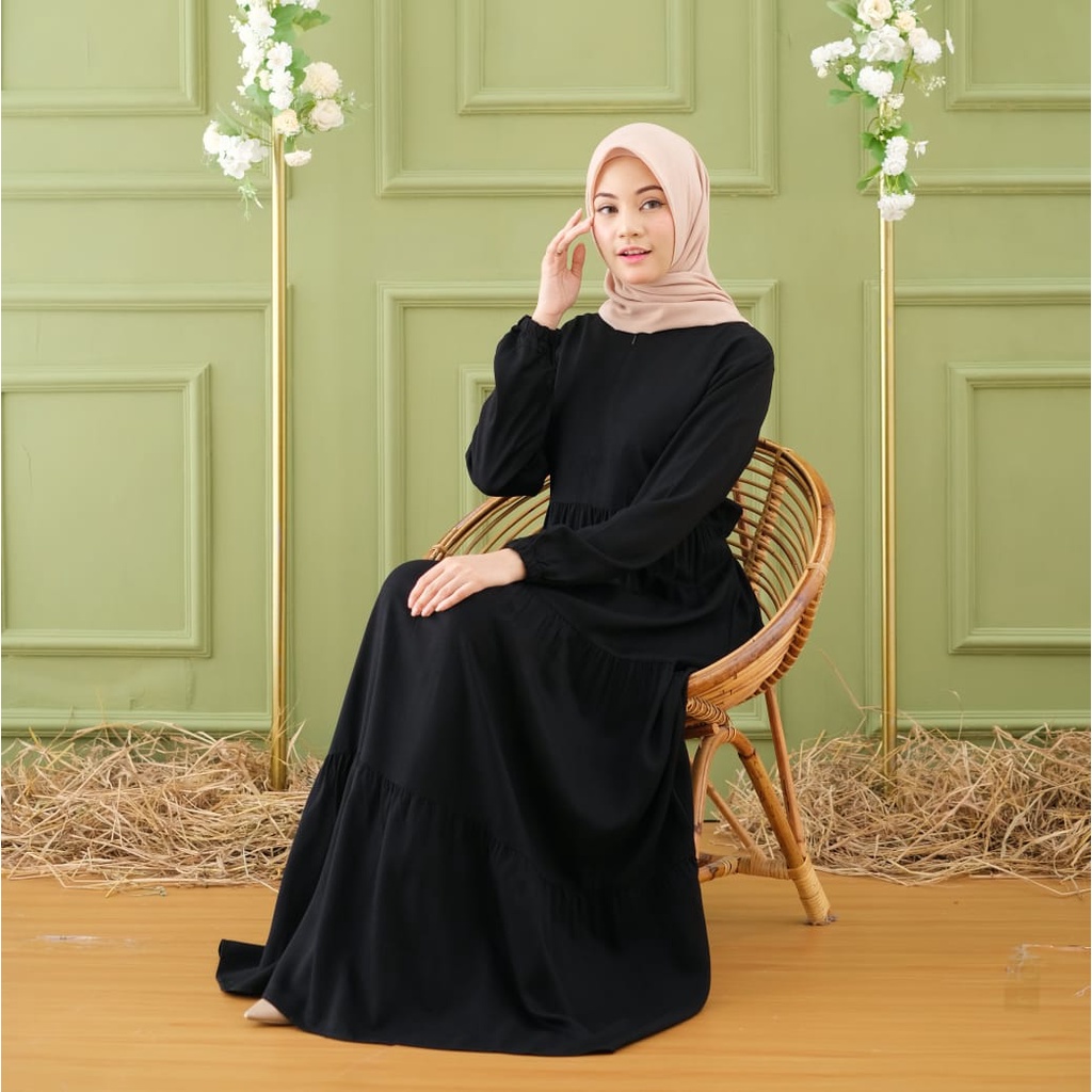 Jual ( COD/BAYAR DI TEMPAT )GAMIS HITAM POLOS GAMIS ADEM GAMIS RAYON ...