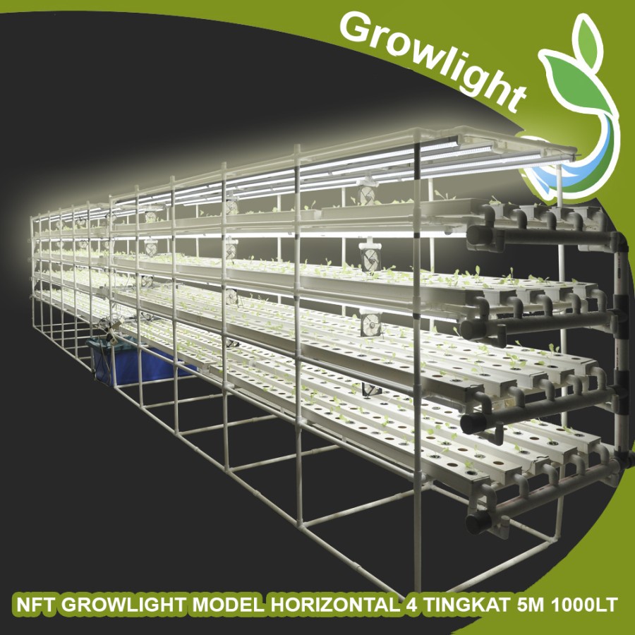 Jual Paket Kit sistem NFT GROWLIGHT MODEL HORIZONTAL 4 TINGKAT 5M ...