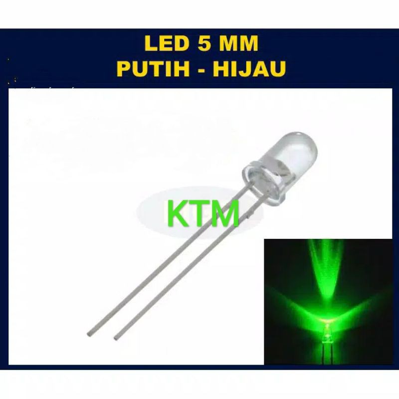 Jual lampu LED bening 5mm hijau 100pc | Shopee Indonesia