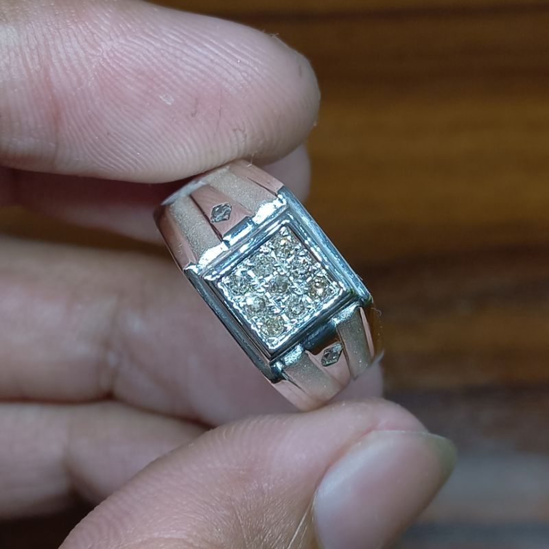 Jual cincin perak pria simple mewah full berlian eropa | Shopee Indonesia