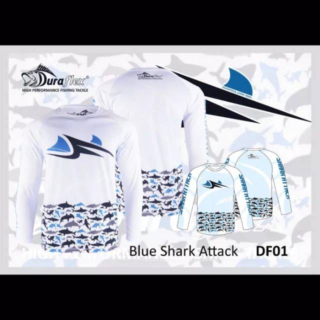 Jual KAOS / JERSEY DURAFLEX (BLUE SHARK ATTACK) | Shopee Indonesia