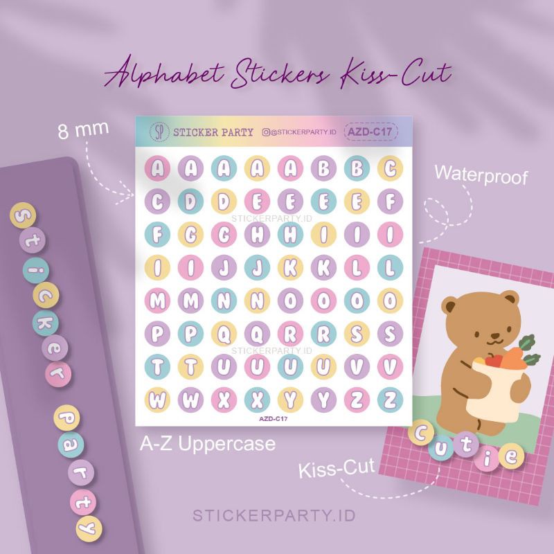 Jual [Sticker Party] Stiker Huruf Alfabet Abjad Bulat 0,8CM Warna ...