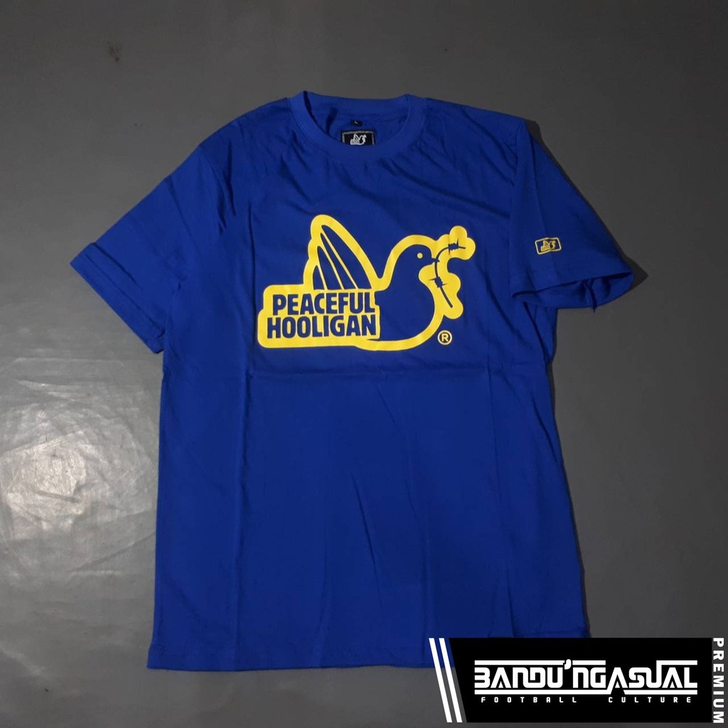 Jual T-SHIRT PEACEFULL HOOLIGAN LOGO (BLUE-YELLOW) | Shopee Indonesia
