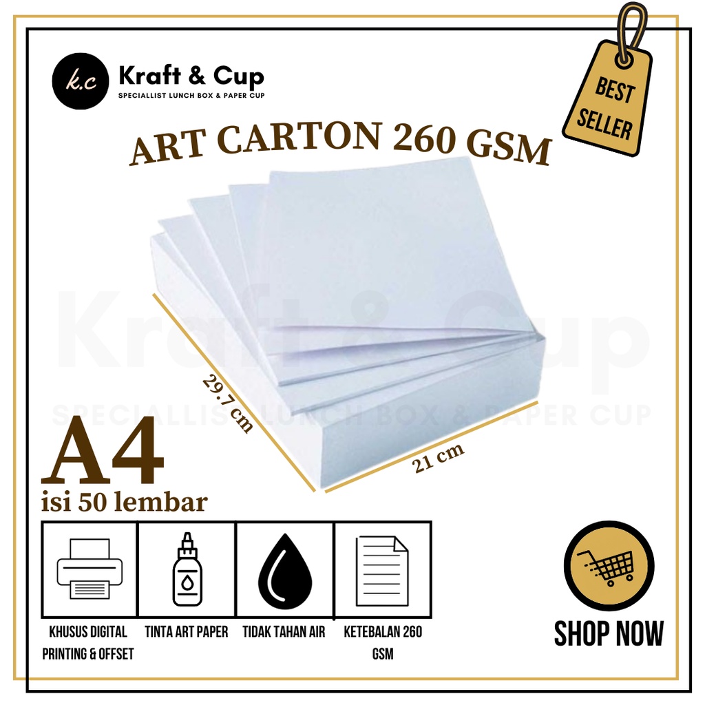 Jual Kertas Art Carton 260 gsm A4 isi 50 lembar / Art Carton 260 gsm ...