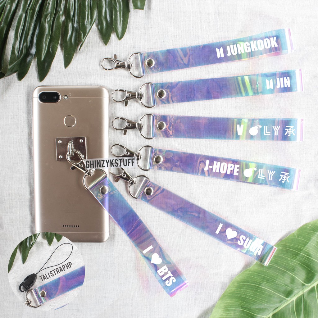 Jual STRAP Hologram Transparan Gantungan Kunci Handphone KPOP korea BTS Holder SUGA JUNGKOOK V ...