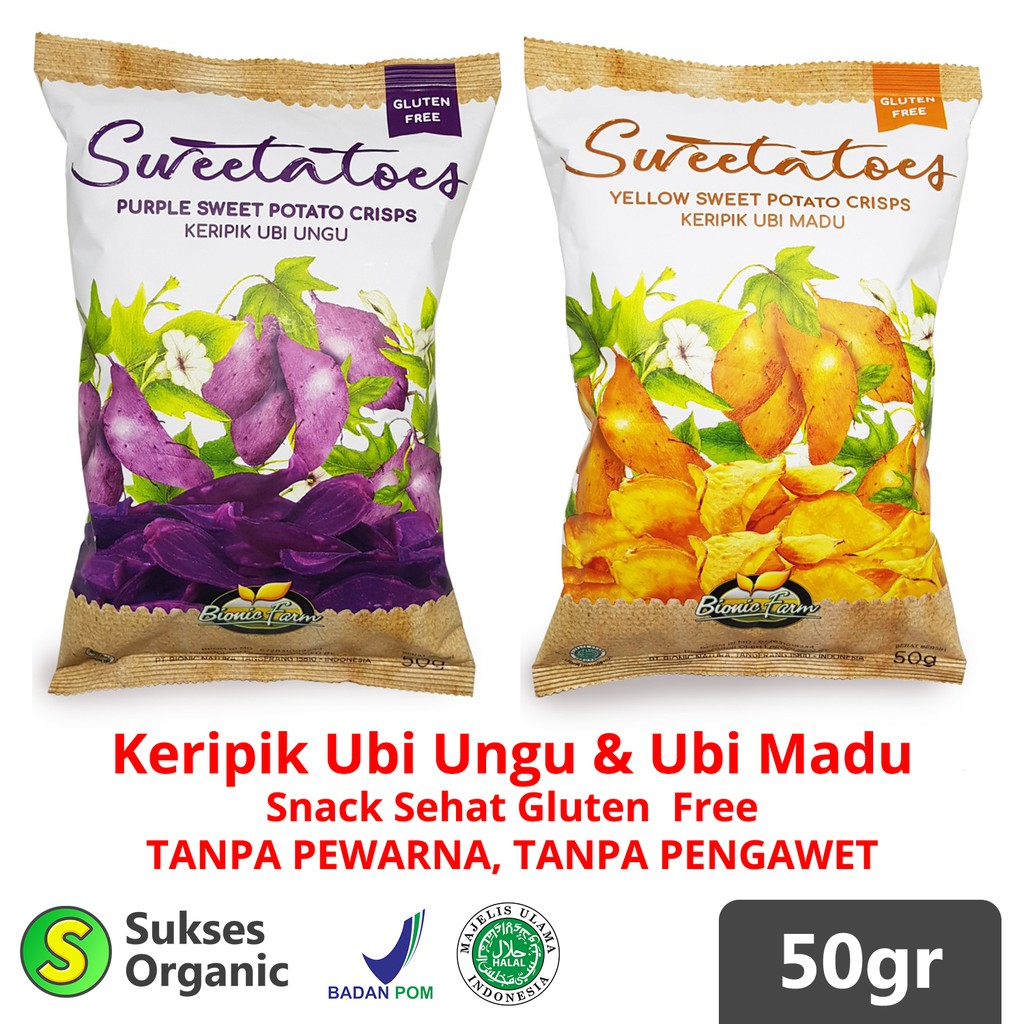 Jual Sweetatoes Keripik Ubi Ungu dan Ubi Madu | 50gr | Bionic Farm ...