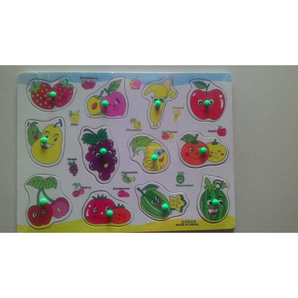 Jual PAPAN PUZZLE KAYU STICKER BUAH-BUAHAN DGN PIN KNOP | Shopee Indonesia
