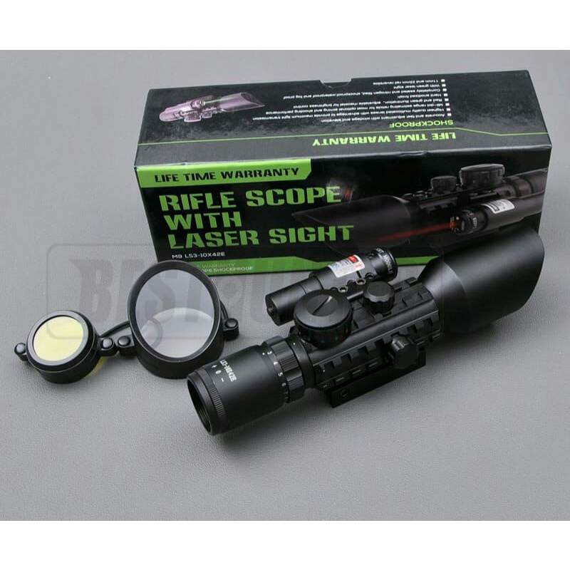 Jual TELESKOP RIFLESCOPE TELESKOP LASER TELE M9 LS3-10X42E RIFLE SCOPE ...