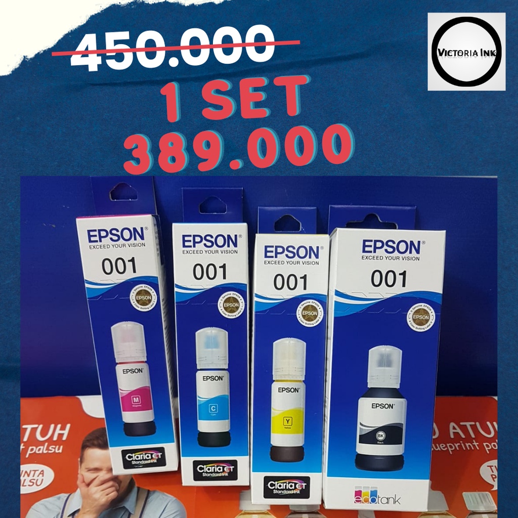 Jual Tinta Epson 001 1 set 001 Tinta L3210 L4150, L4160, L6160, L6170, L6190 Tinta 001 ORIGINAL ...