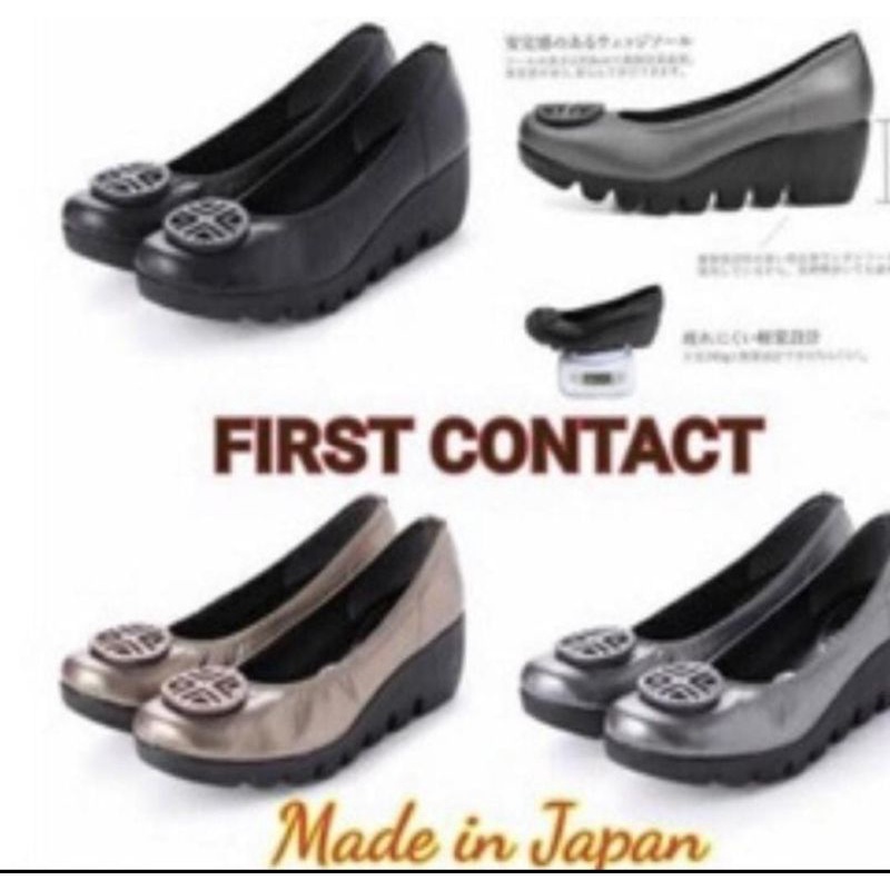 Jual sepatu first contact logo bulat wedges 6 cm | Shopee Indonesia