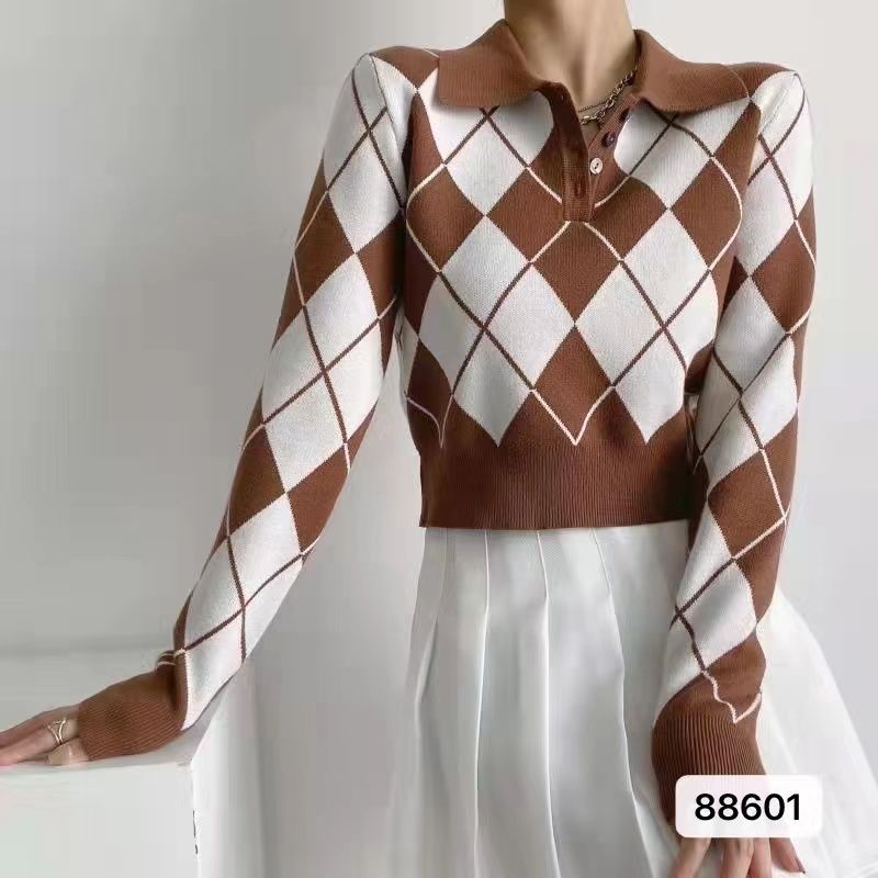 Jual Kora Sweater Polo Top - Korean Knit Top - Atasan Rajut Import Polo Wanita TM (88601 ...