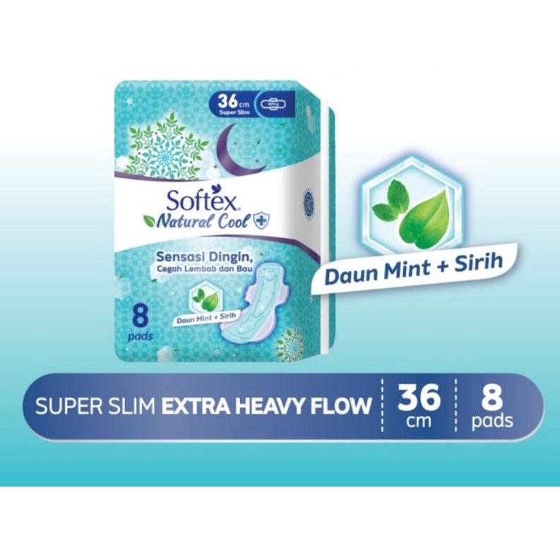 Jual PEMBALUT SOFTEX NATURAL COOL NIGHT 36 CM ISI 8 PADS SUPER SLIM EXTRA HEAVY FLOW WING ...