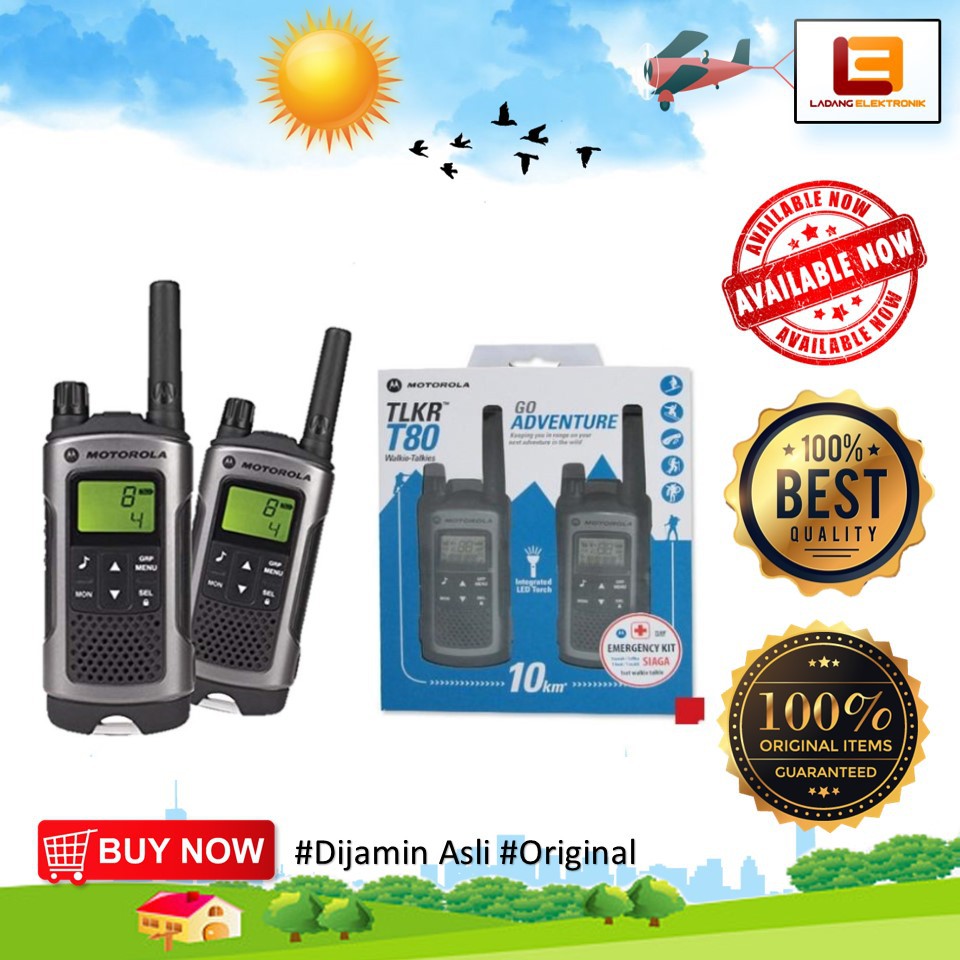 Jual Motorola T80 Walkie Talkie Talkabout Radio ( Dual Pack ) | Shopee ...
