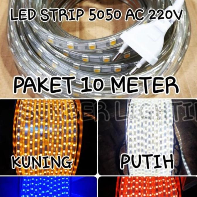 Jual lampu led strip 5050 paket 10m 10 meter selang led outdoor - Putih ...