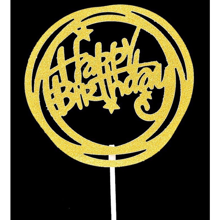 Jual Cake topper / Topper hiasan tulisan happy birthday / Topper Gliter ...