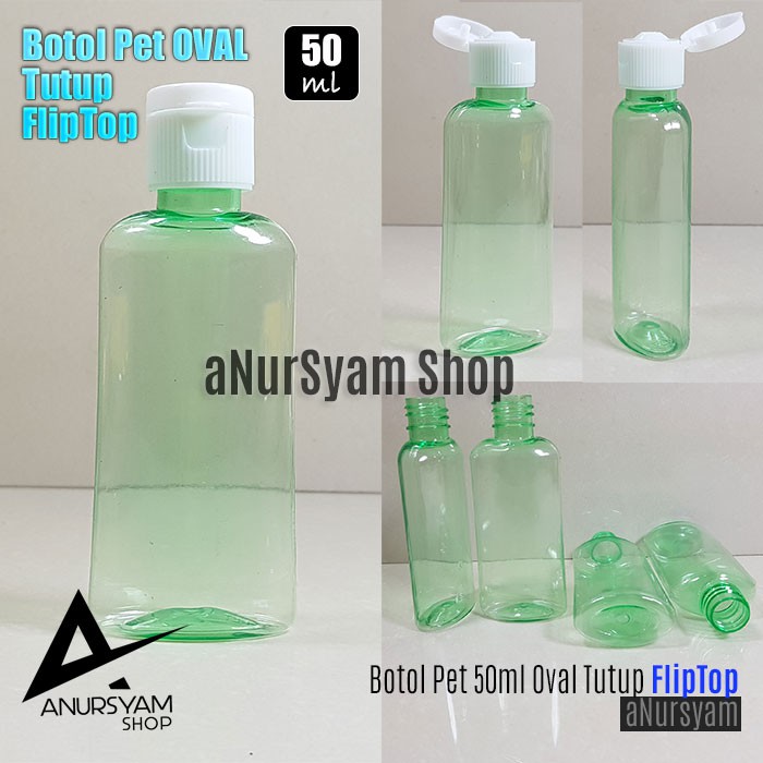 Jual Botol Plastik 50ml PET Oval Tutup FlipTop Botol PET Tutup FlipPop ...