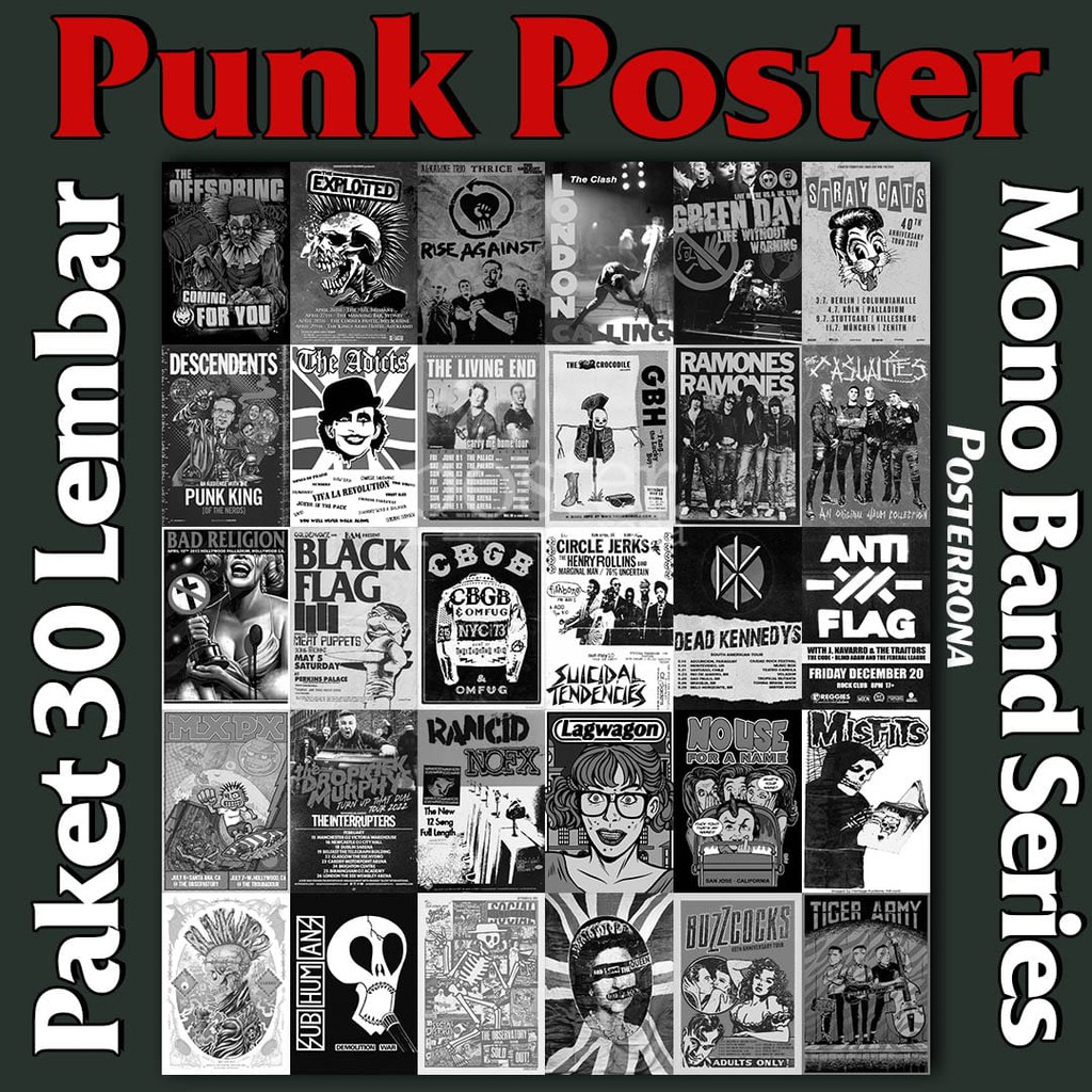 Jual [30 PCS] POSTER PUNK / ROCK / METAL / POPPUNK / HARDCORE ...