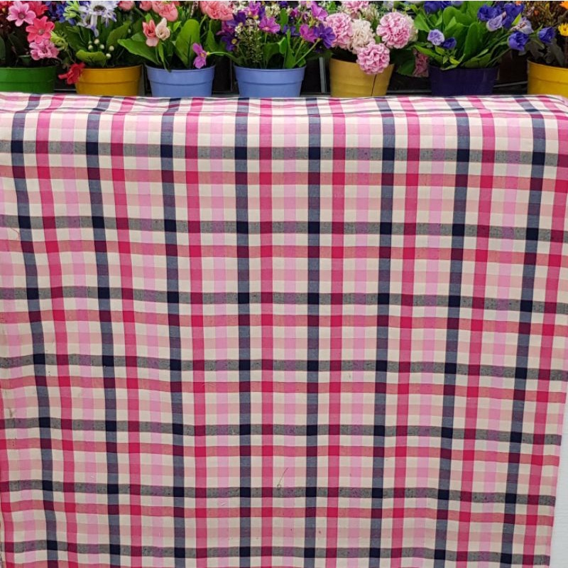 Jual Kain kotak Kombinasi warna Pink Abu-abu Untuk Taplak (Harga per 0 ...