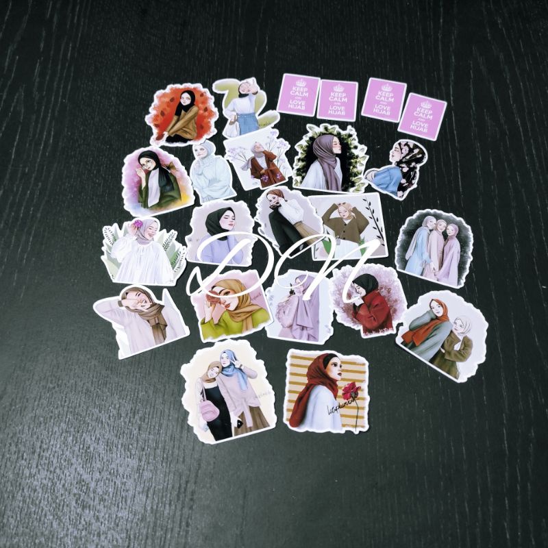 Jual isi 24 pcs stiker kertas glossy karakter OOTD Hijabers sticker ...