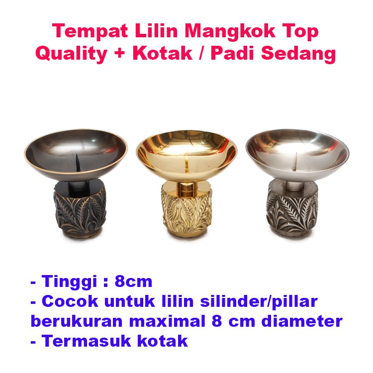 Jual Tempat Lilin Altar Mangkok Top Quality + Kotak / Ukir Padi Sedang ...