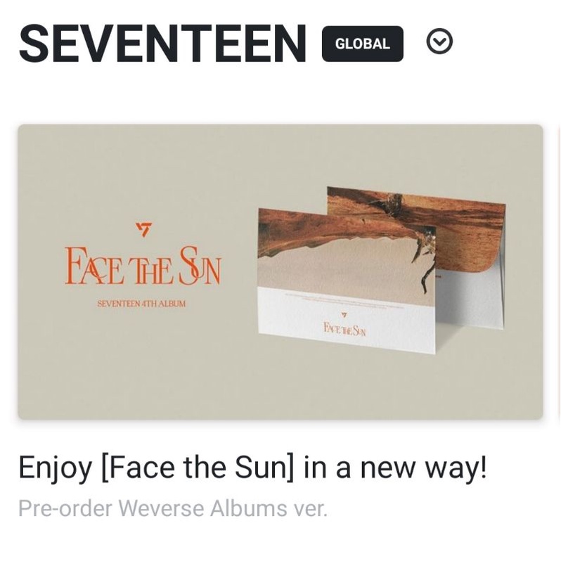 Jual [PRE ORDER] SEVENTEEN SVT FACE THE SUN - WEVERSE ALBUMS VER ...