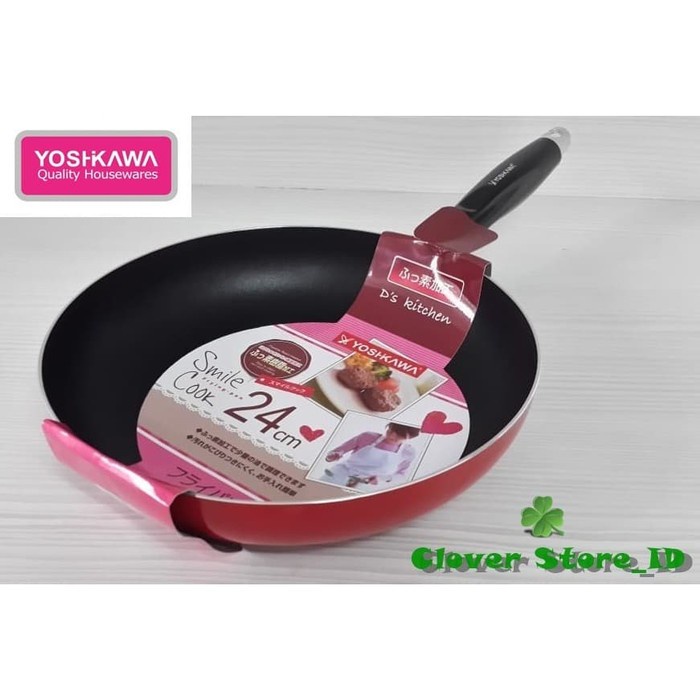 Jual yoshikawa XJ / CL frypan teflon MERAH / HIJAU anti lengket | Shopee Indonesia