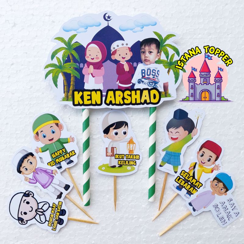 Jual Topper Cake STANDART / CUSTOM Tema LEBARAN / Topper Idul Fitri ...