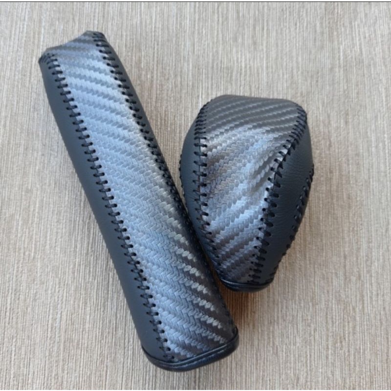 Jual Sarung Kulit Carbon Cover Shift Knob Rem Tangan Hand Rem Raize ...