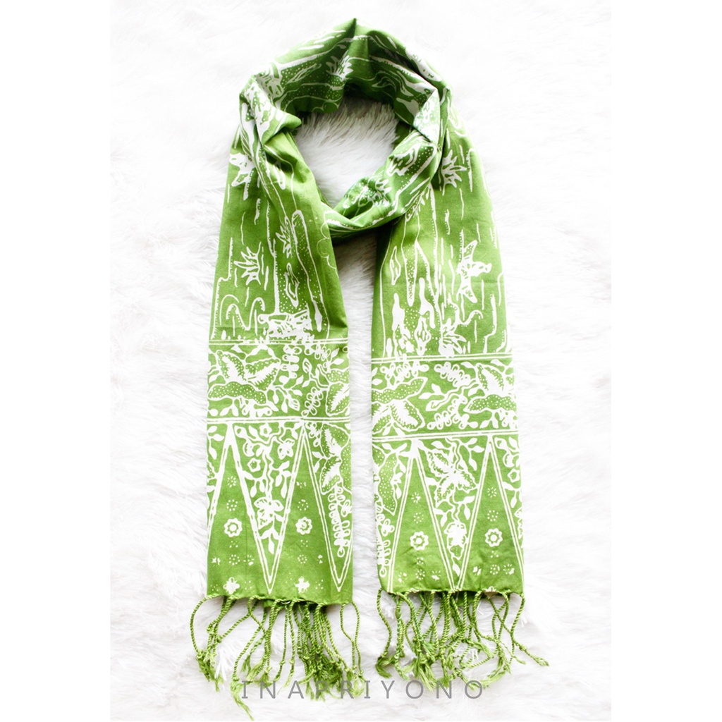 Jual SYAL / PASMINA BATIK SEMARANG Katun Hijau by Ina Priyono | Shopee ...