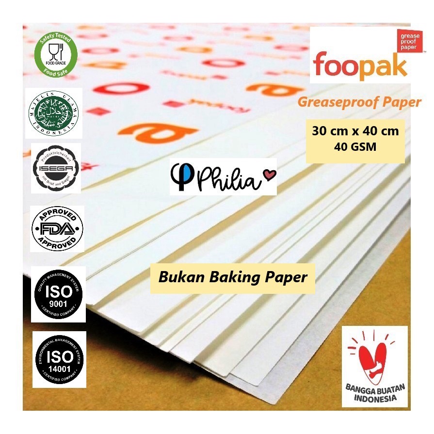 Jual FOOPAK Greaseproof 30x40 cm - 20x60 cm Kertas Roti Alas Bungkus ...