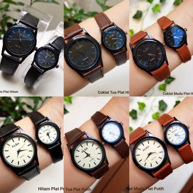 Jual WBS JAM TANGAN COUPLE ALBA VINTAGE CASUAL GROSIR KULIT PREMIUM ...