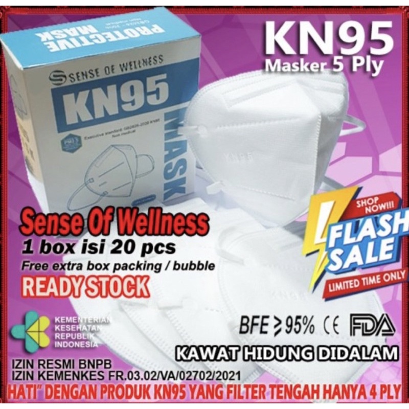 Jual MASKER KN 95 5 PLY ORIGINAL SENSE OF WELLNESS PER BOX ISI 20pcs ...