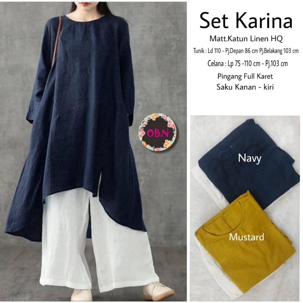 Jual karina setelan pakaian baju 1 one set oneset long tunik longtunik ...