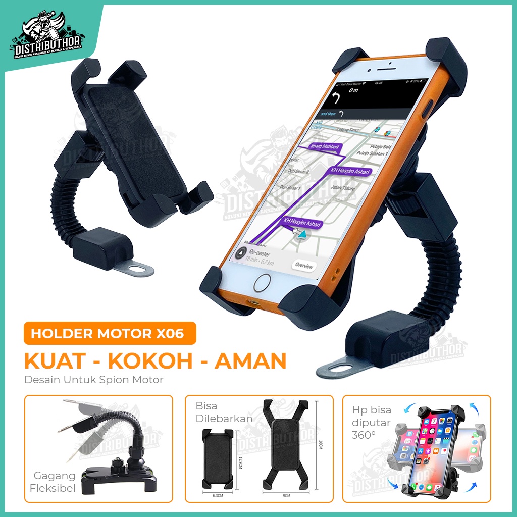 Jual Holder Hp Motor Spion X06 dudukan handphone dimotor bracket sepeda ...