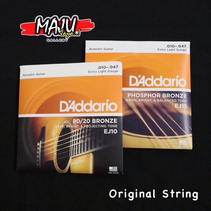Jual senar gitar akustik daddario original EJ10 dan EJ15 ukuran 010 ...