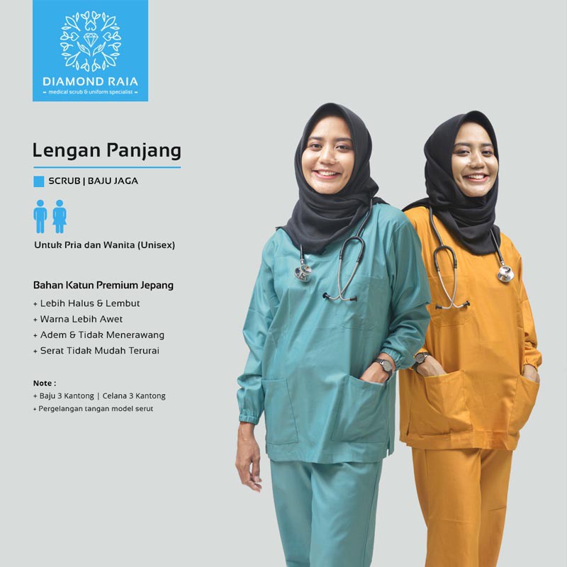 Jual Setelan Baju Jaga Lengan Panjang 02| Scrub | Baju OK OKA | Baju ...