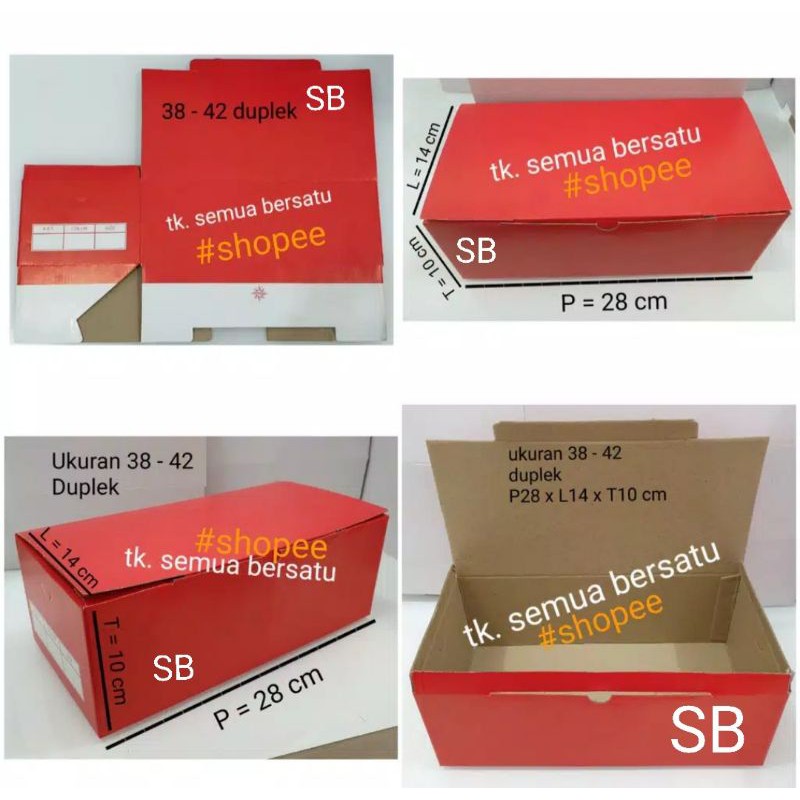 Jual Kardus Box Sepatu Sandal Ukuran 38- 42 Duplek Merah Polos | Shopee ...