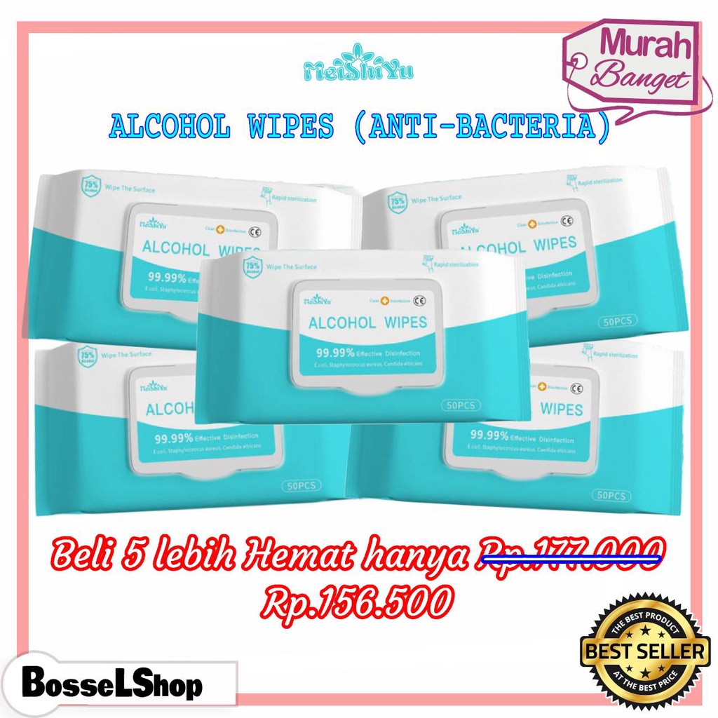 Jual Alcohol Wipes MEISHIYU 50 Sheet - Tisu Basah Alkohol 75% - ada ...