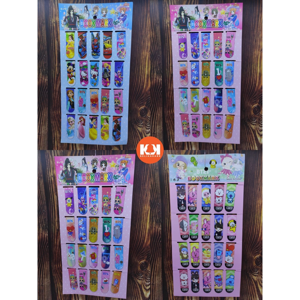 Jual PEMBATAS BUKU MAGNET ISI 20 PCS KARAKTER / STICKY NOTE MAGNET ...