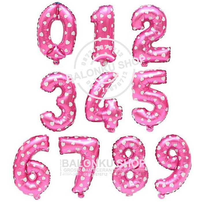 Jual Balon Foil Angka Jumbo Pink 80 Cm / Balon Angka Jumbo 80cm ...